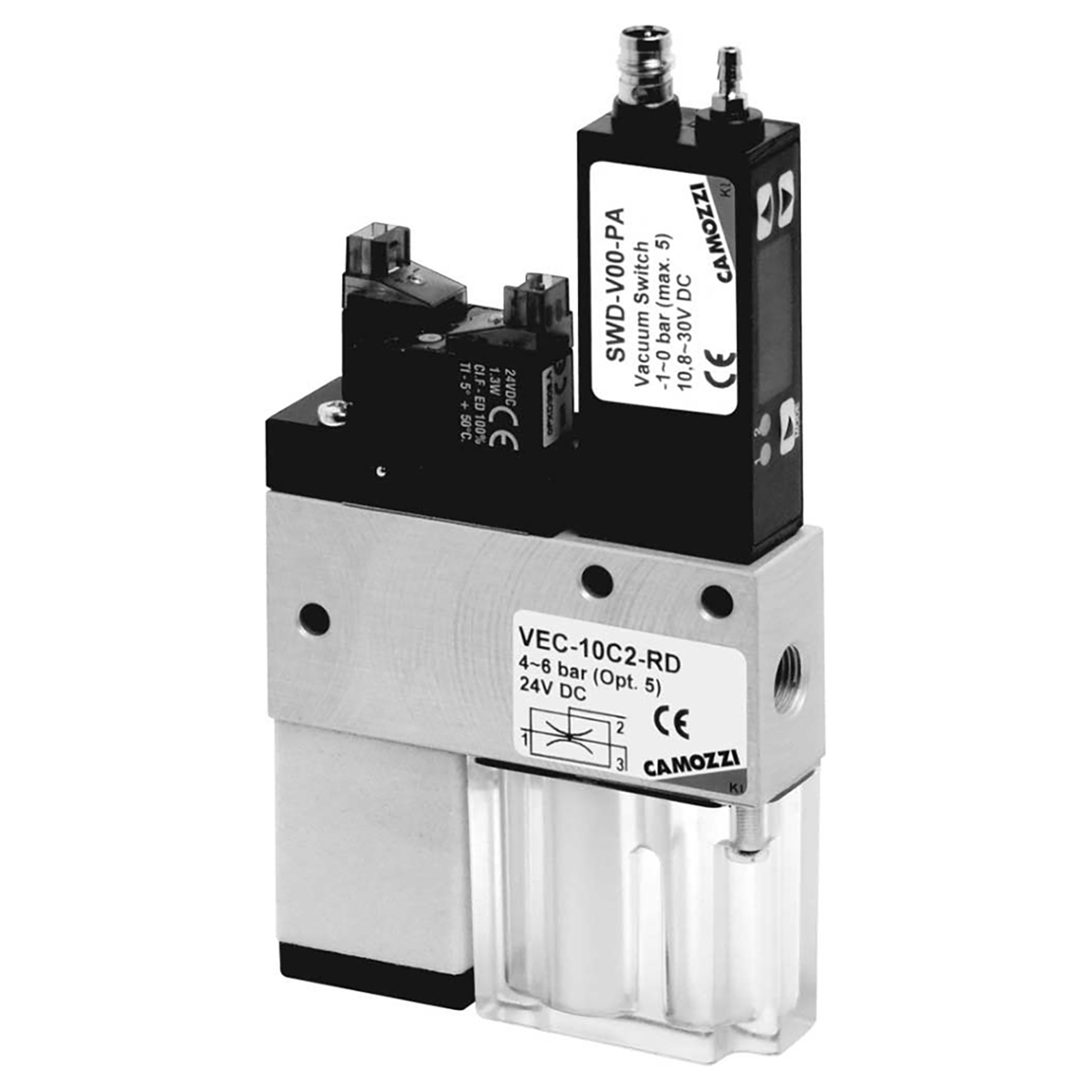 Camozzi VEC-10C2-VD - Comp Vacuum Ejector 1mm Nc Blow Off Val | pneumaticsystems