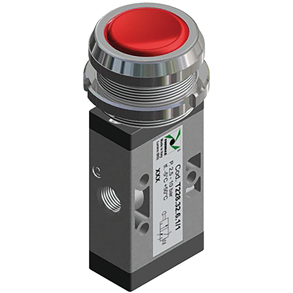 Pneumax T228.32.6.1/1 - 1/8" BSPP Female Push Button Valve Red