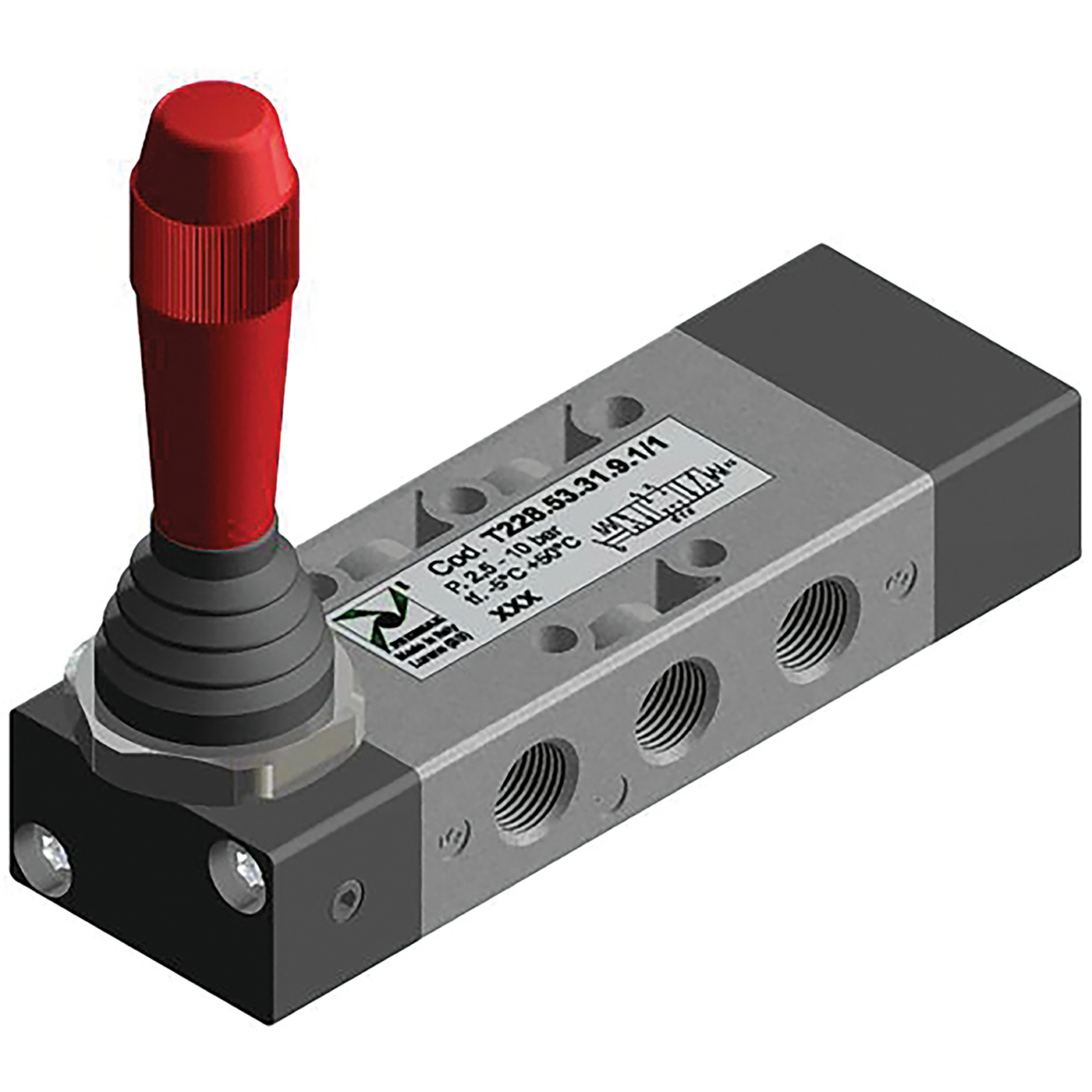 Pneumax T228.53.32.9.1/1 - 1/8" BSPP Female Lever Valve 5/3 Open Centre ...